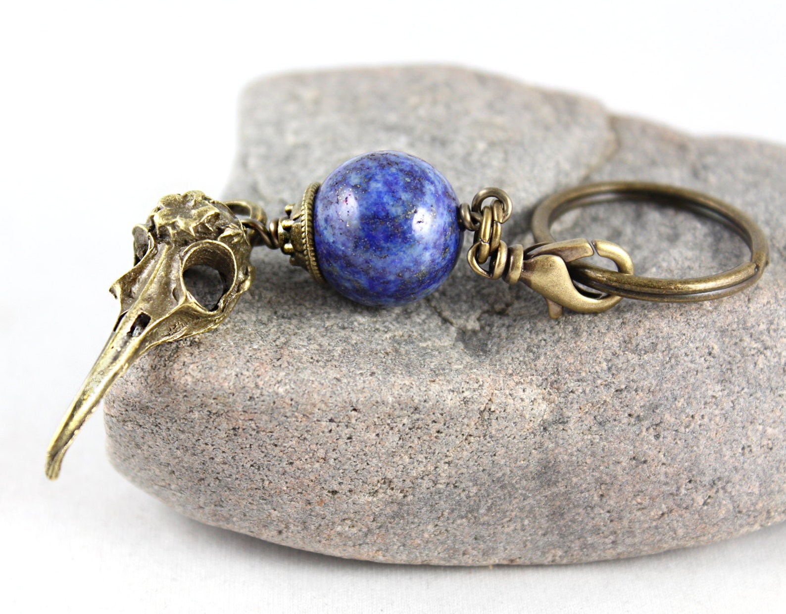 Raven's Skull Keyring Choice of Gem Skull Keyring Raven | Etsy