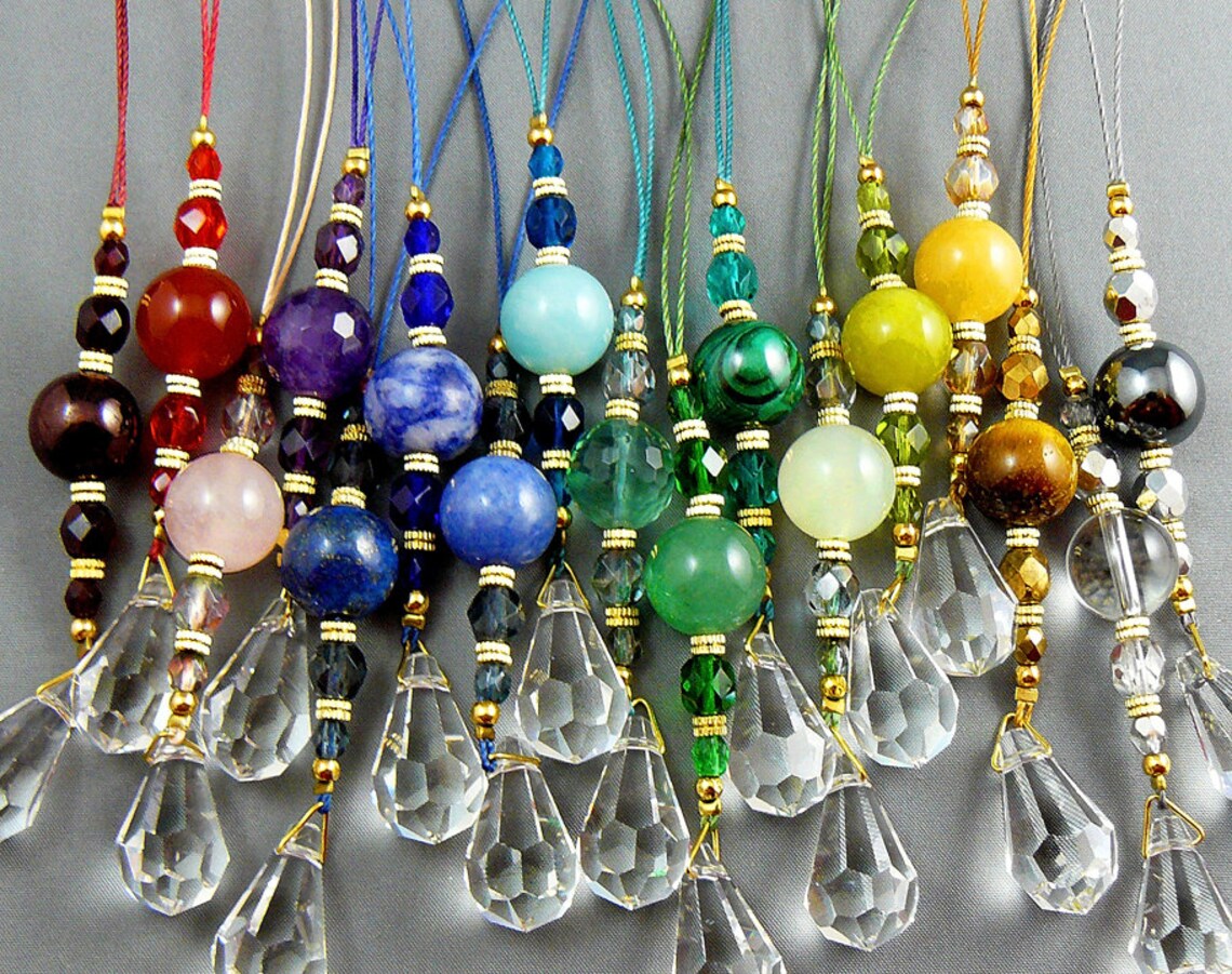 Protection Gemstone Car Charm, Car Crystal With Natural Gemstones ...