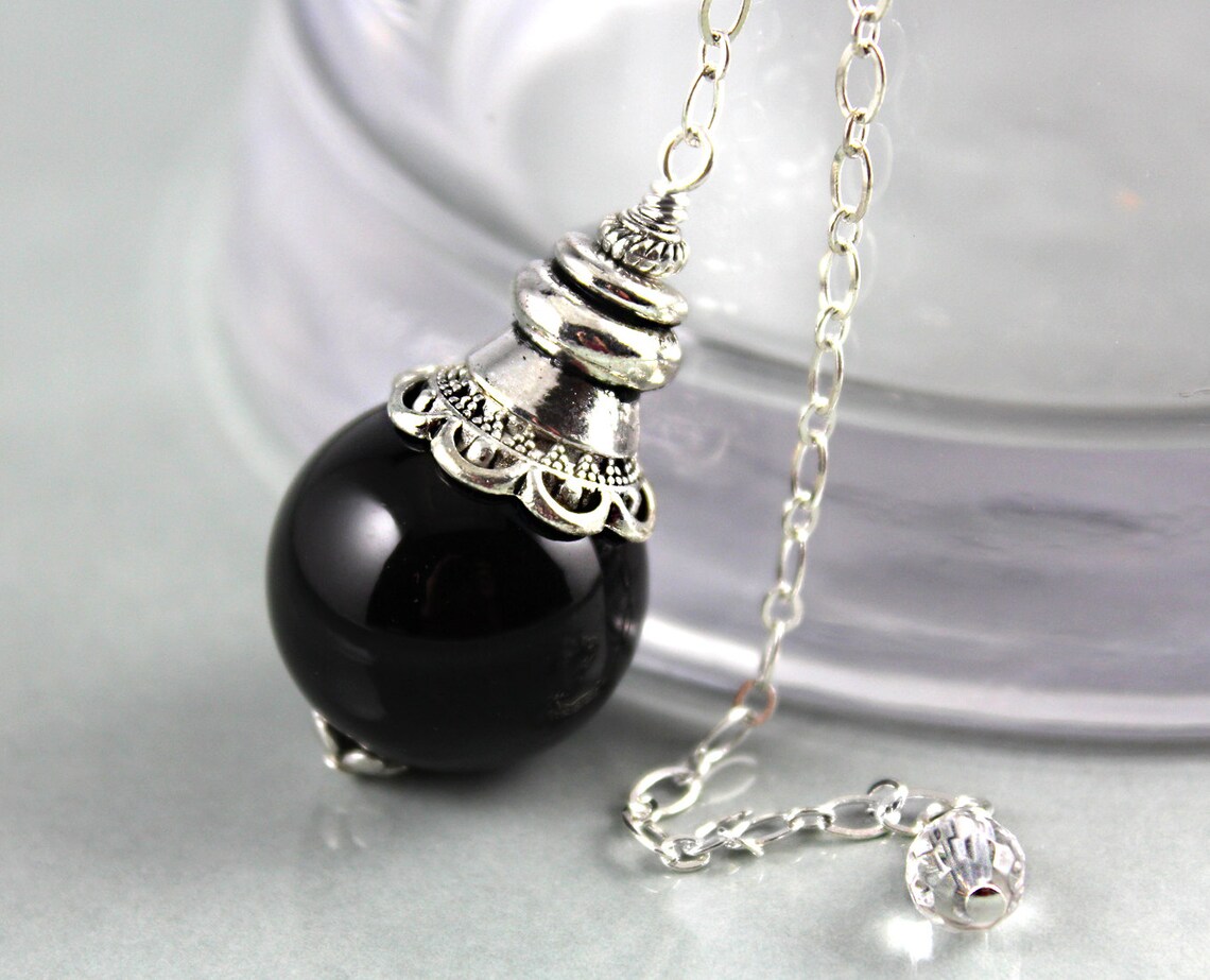 Crystal Pendulum, Black Onyx Pendulum, Crystal Necklace, Gemstone ...