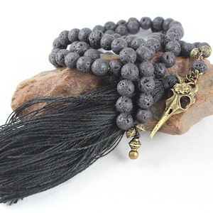 Mens Mala Beads, 108, Skull Necklace, Skull Mala, Mala Beads, Black ...