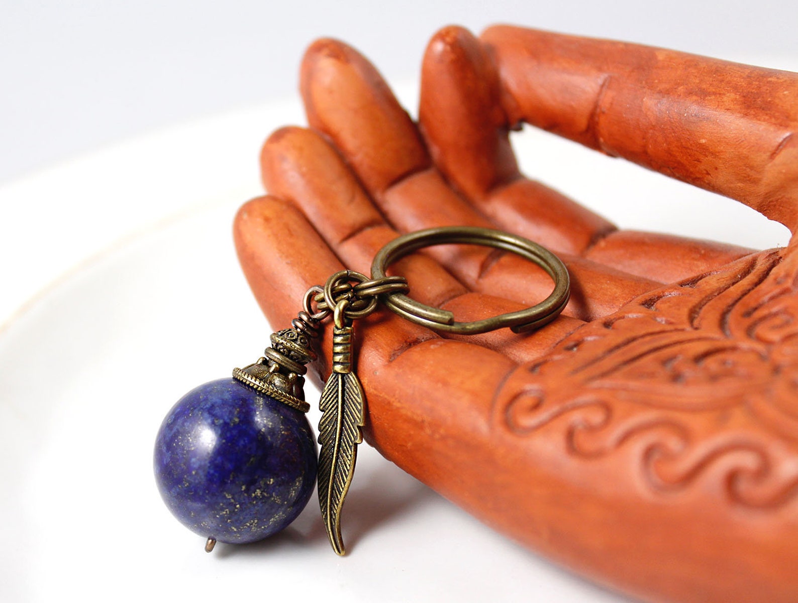 Lapis Lazuli Keyring Gemstone Key Chain Car Accessories - Etsy