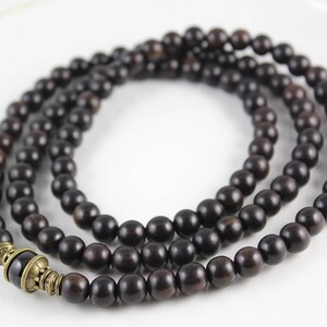 Black Tourmaline Mala With Ebony Wood 108, Mala Wrap Bracelet, Yoga ...