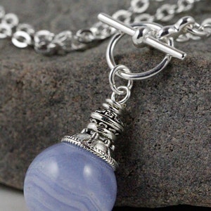 Blue Lace Agate Pendulum Necklace, Gemstone Pendulum, Crystal Pendulum ...