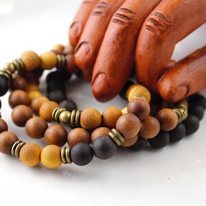 Natural Wood Bracelet Stack, Mala Bracelet, Sandalwood Bracelet, Cedar ...