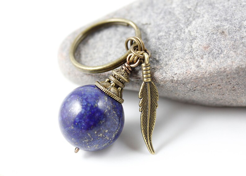 Lapis Lazuli Keyring Gemstone Key Chain Car Accessories - Etsy