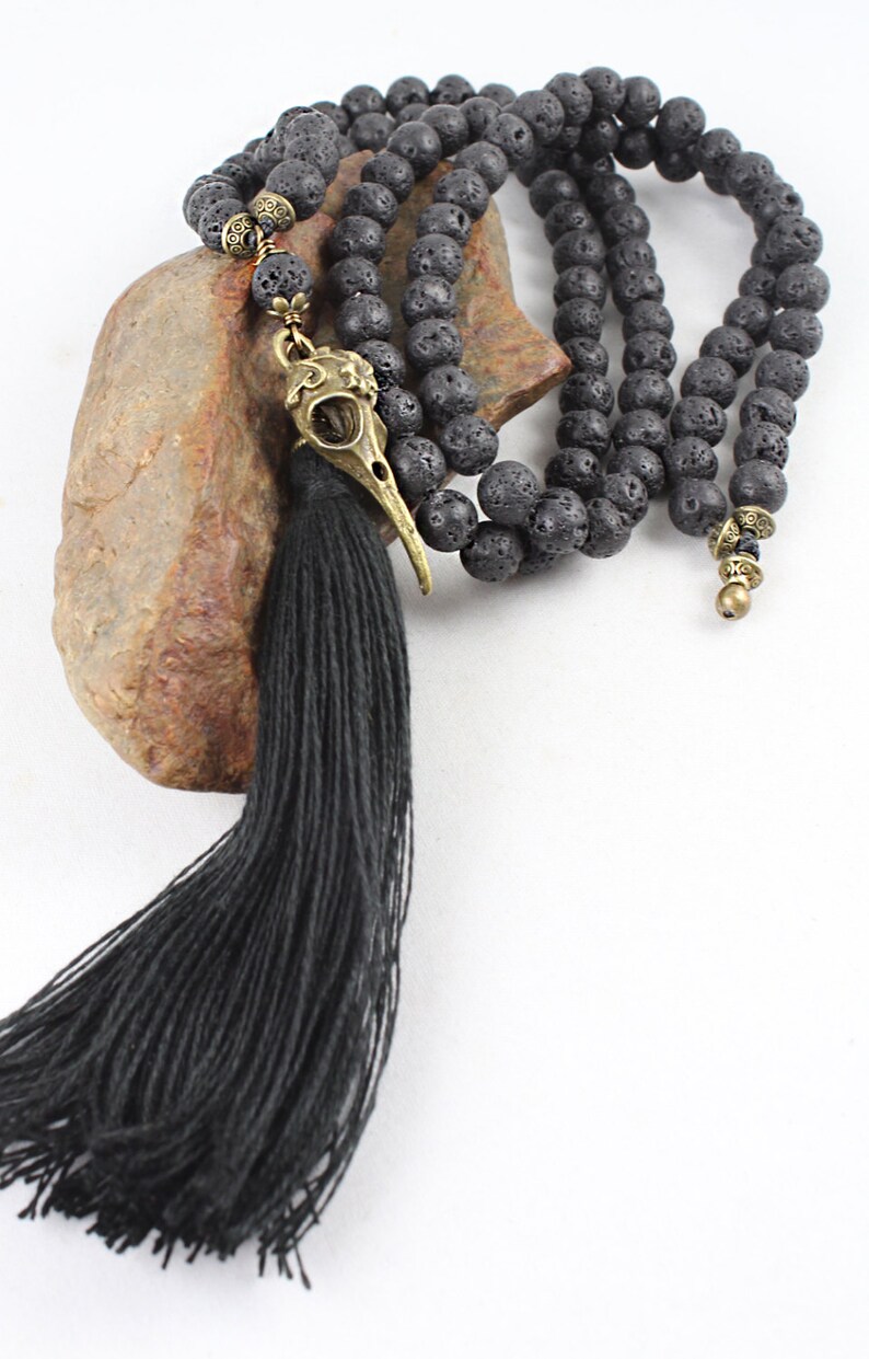 Mens Mala Beads, 108, Skull Necklace, Skull Mala, Mala Beads, Black ...