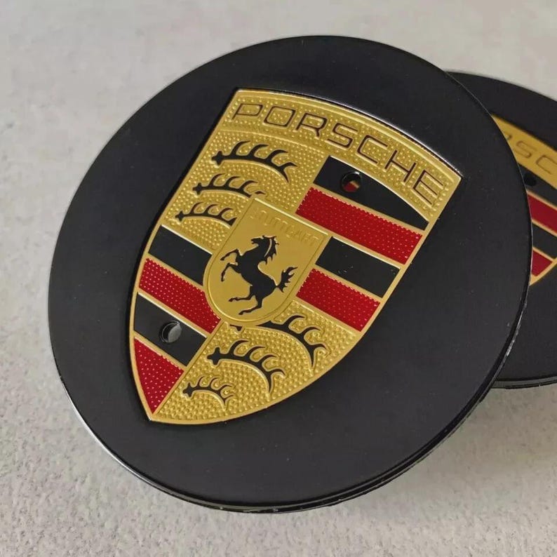 Porsche OEM Center Hub Caps Concave 76MM Gloss Black 911 MACAN CAYENNE ...