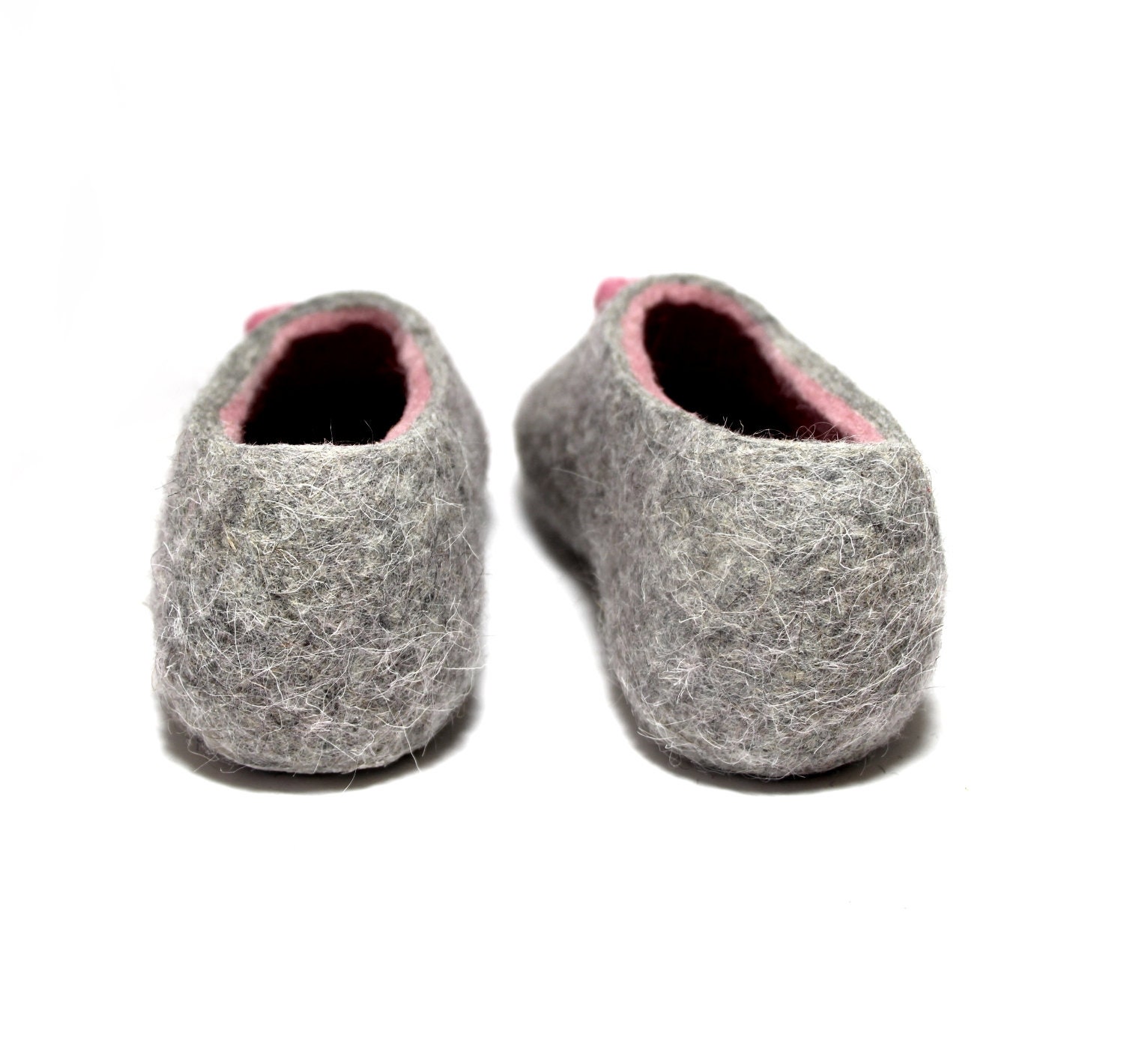 Coquette Wool Slippers for Women – Felted Shoes With Hearts, Pink ...