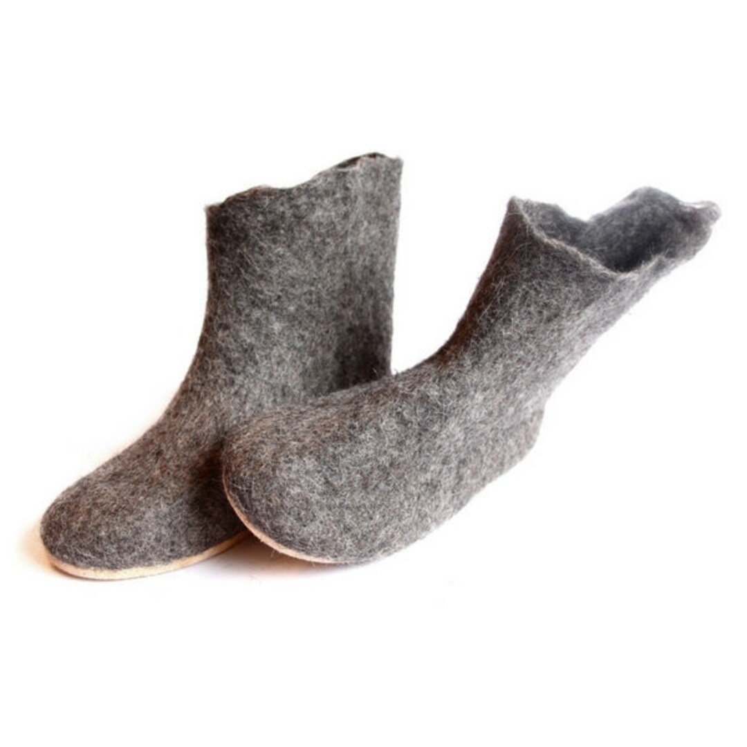 Snug Wool Womens Winter Boots Brown Beige Organic Felt Ankle Booties ...