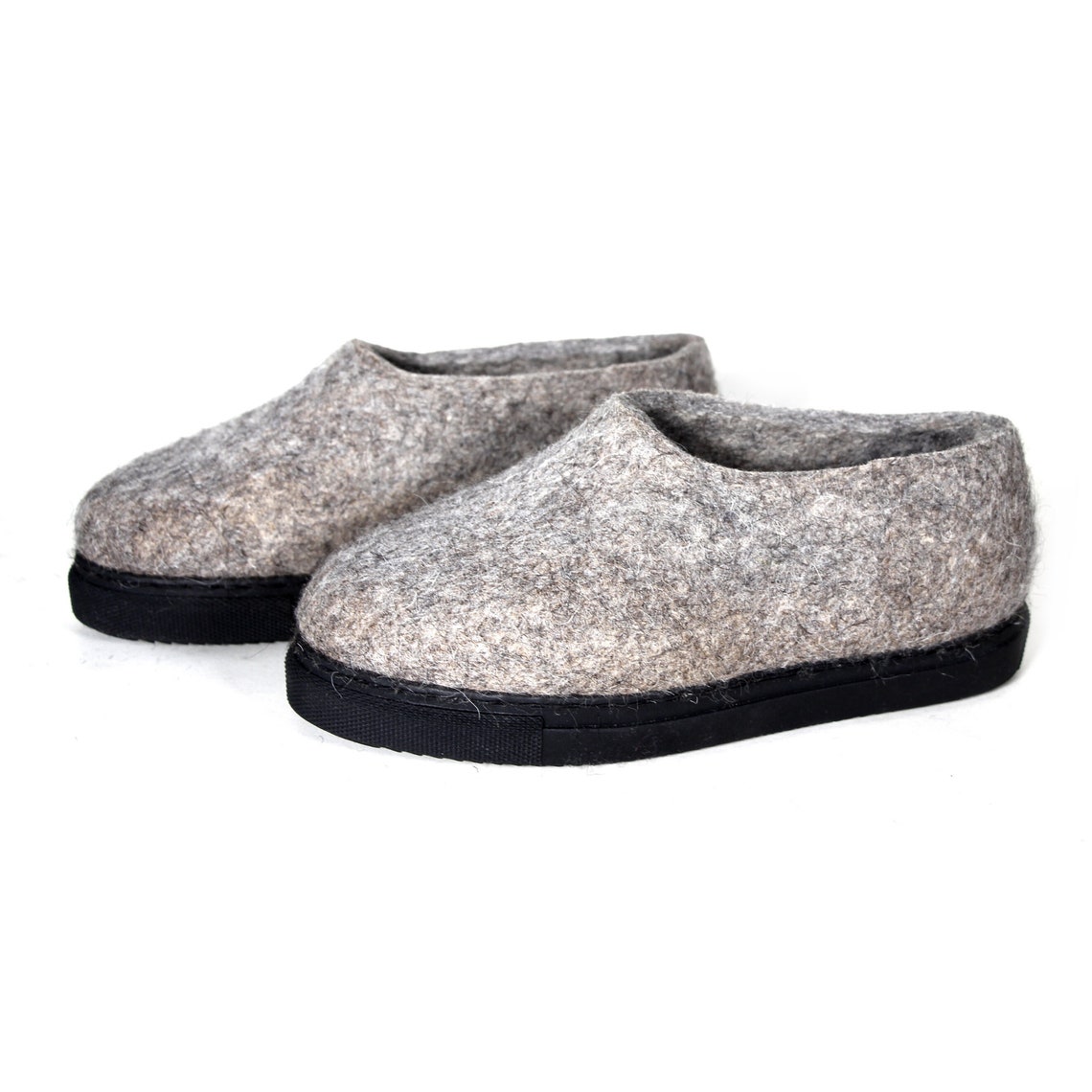Cold Weather Wool Shoes for Women Gray Boiled Wool Slippers - Etsy