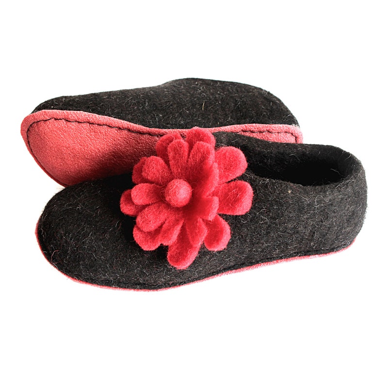 Wool Slippers Women With Felt Flowers, Romantic Coquette Aesthetic ...