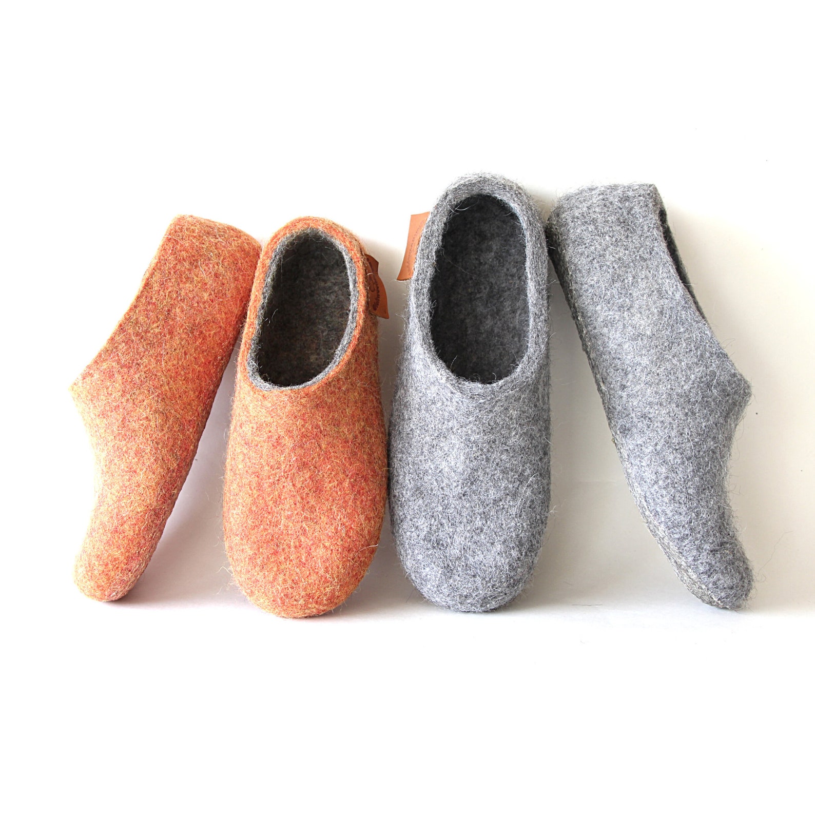 Dark Gray Wool Clogs for Women, Easy Slip-on House Shoes, Cozy ...