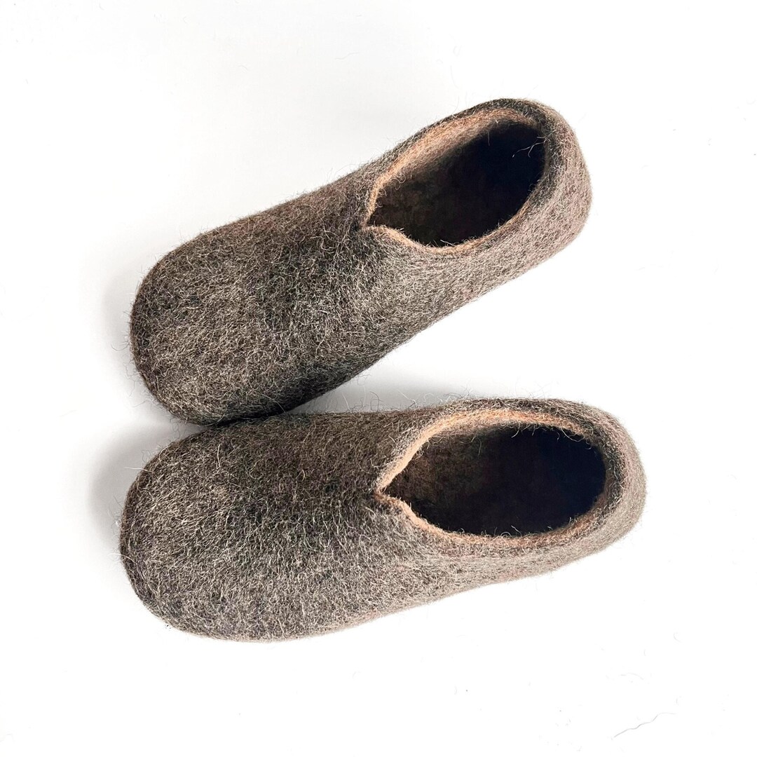 Wide Wool Clogs Men, Natural Organic House Slippers, Cold Floor Relief ...