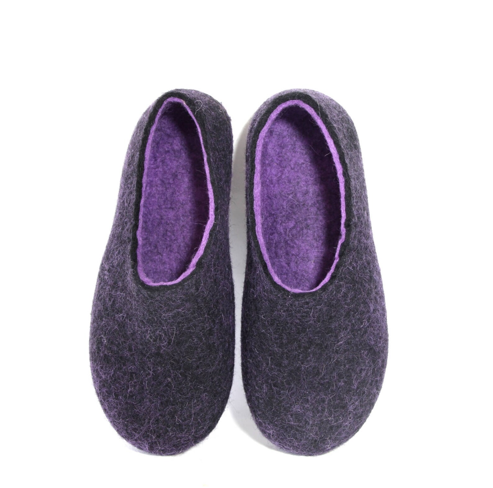 Black Purple Woolen Slippers With Sole Cold Feet Wool - Etsy