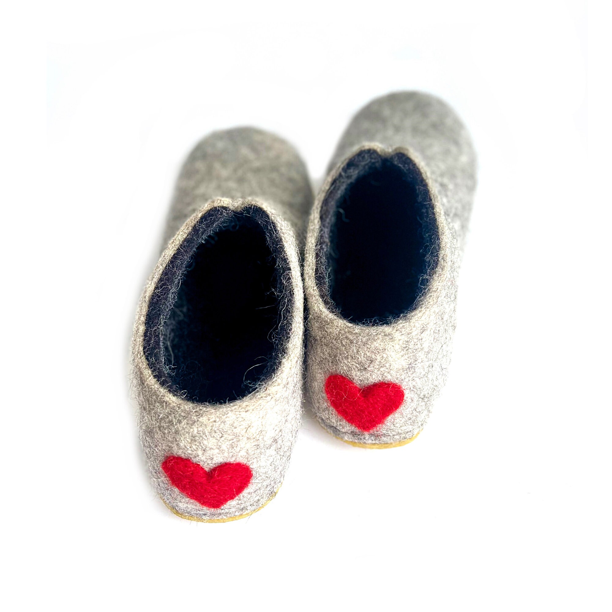 Romantic Heart Wool Felt Clogs Women With Plantation Rubber Soles Cute ...