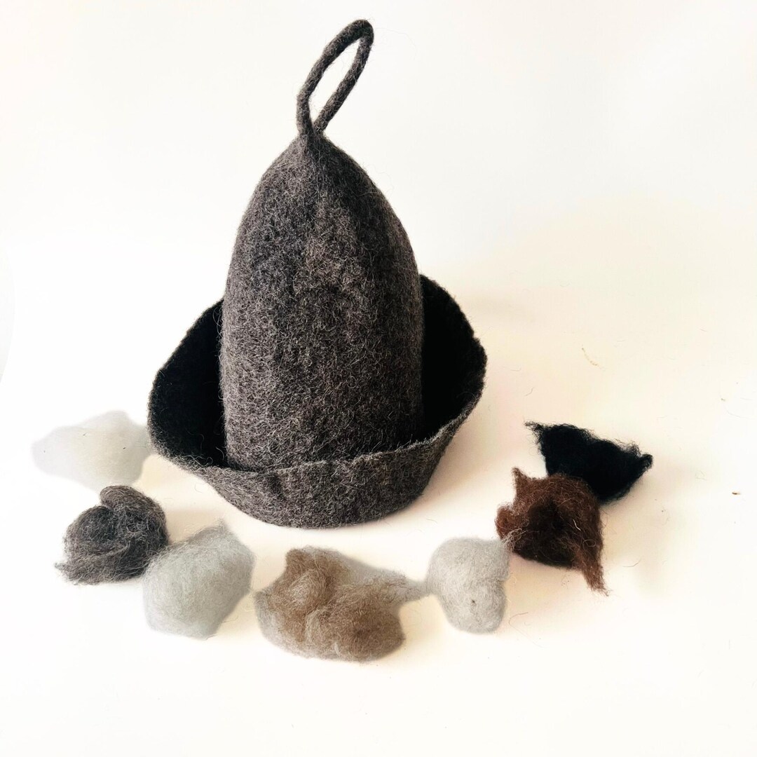 Wool Sauna Hat Unisex, Undyed Felted Wool, Natural Heat Protection ...