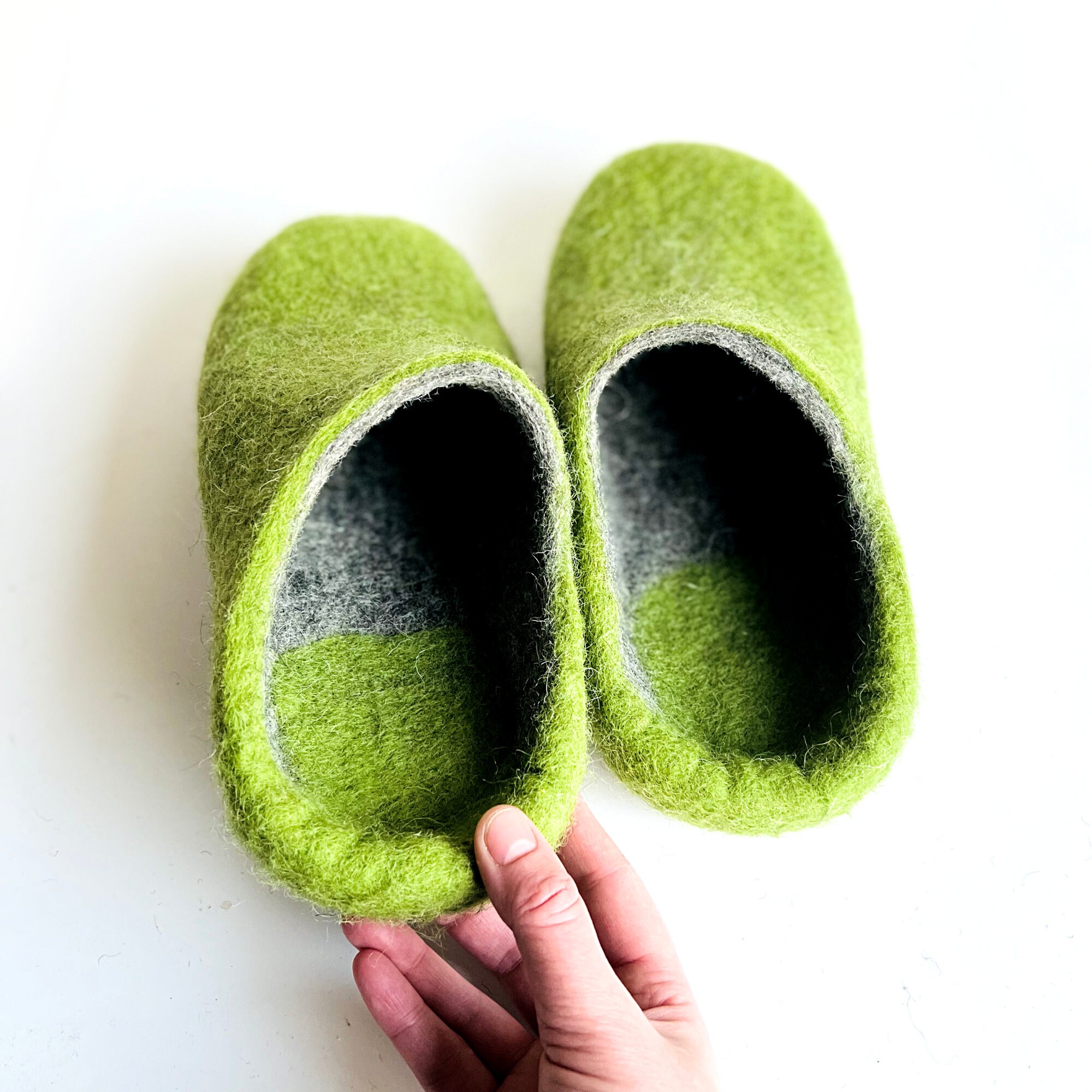 Barefoot Wool Slide Slippers for Men Green Gray With/without - Etsy