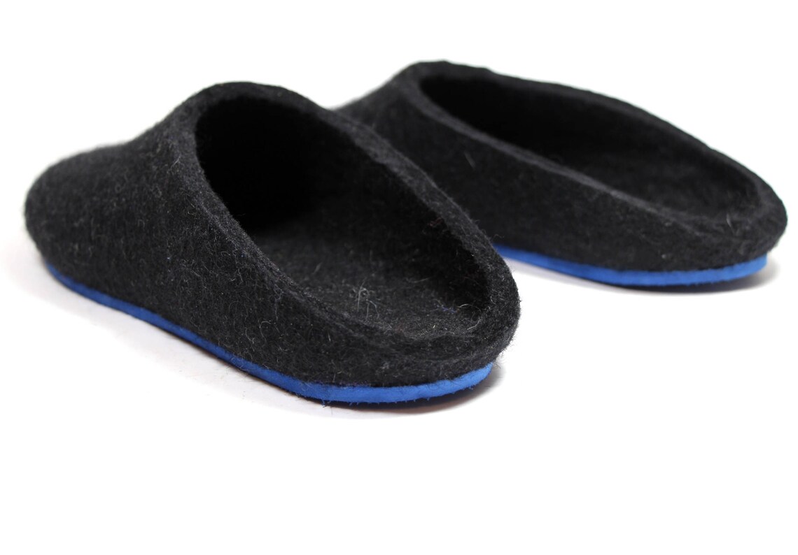 Wool Clogs Black Men Slip on Boiled Wool Slippers Felt - Etsy