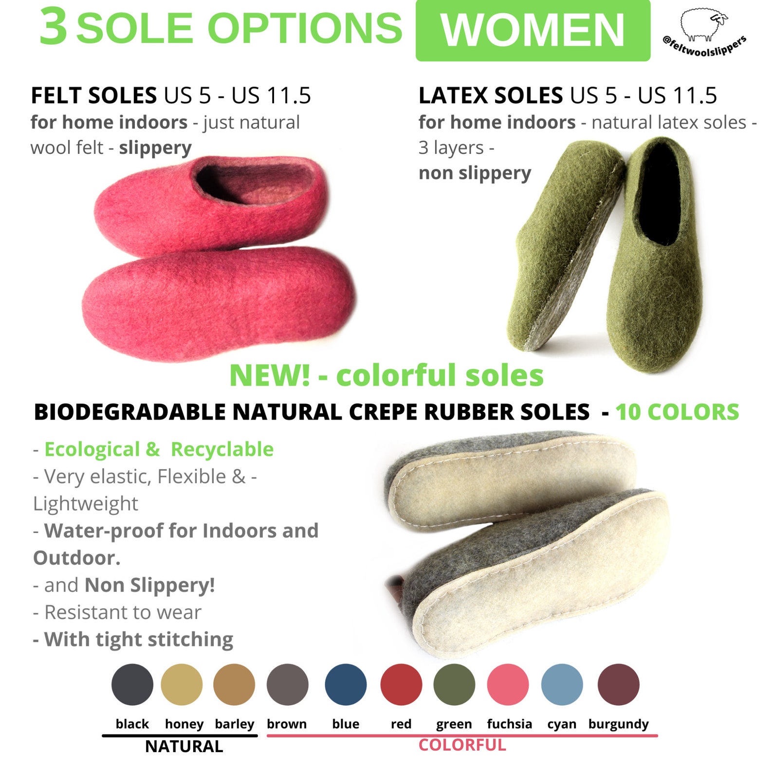 Dark Gray Wool Clogs for Women, Easy Slip-on House Shoes, Cozy ...