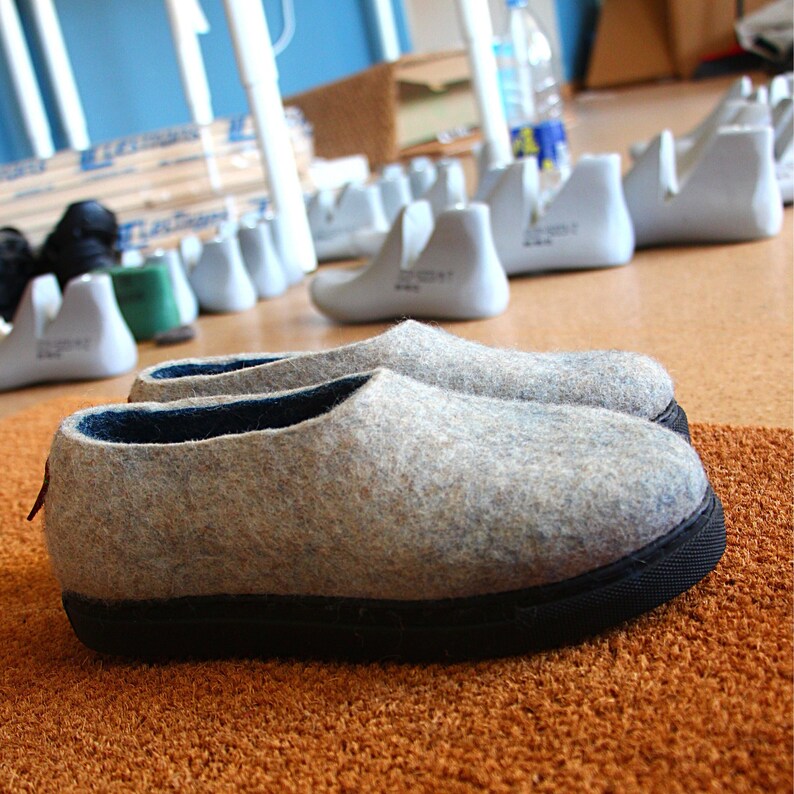 Handmade Felt Shoes Women Beige Ocean Depths Organic Wool - Etsy