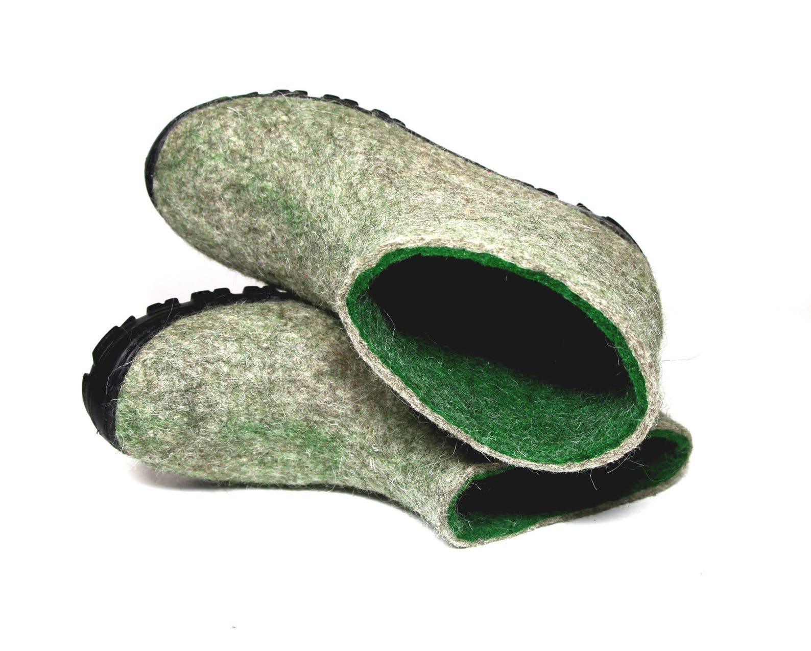 Wool boots for men felted boots Eden Gray Green. Sustainable | Etsy