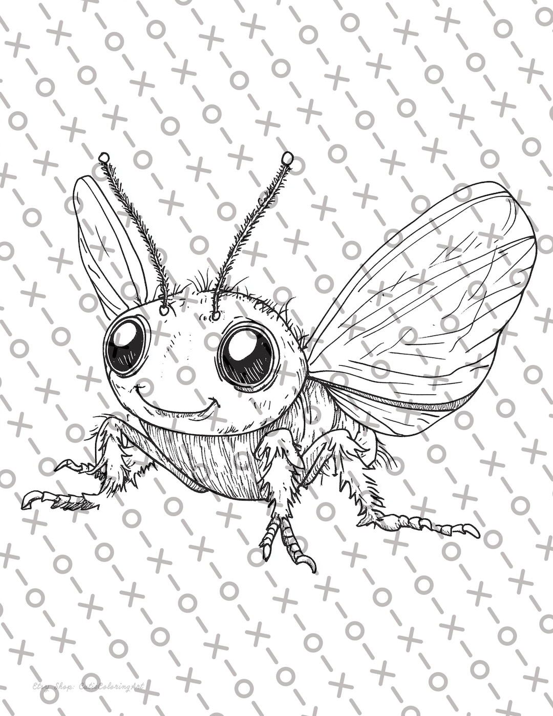 Cute Bugs Coloring Page Pack - 5 Pages - Etsy