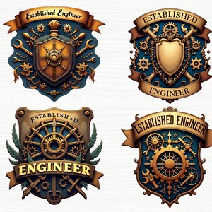 Vintage Engineering Logo: Steampunk Emblem, 12 Established Engineer ...