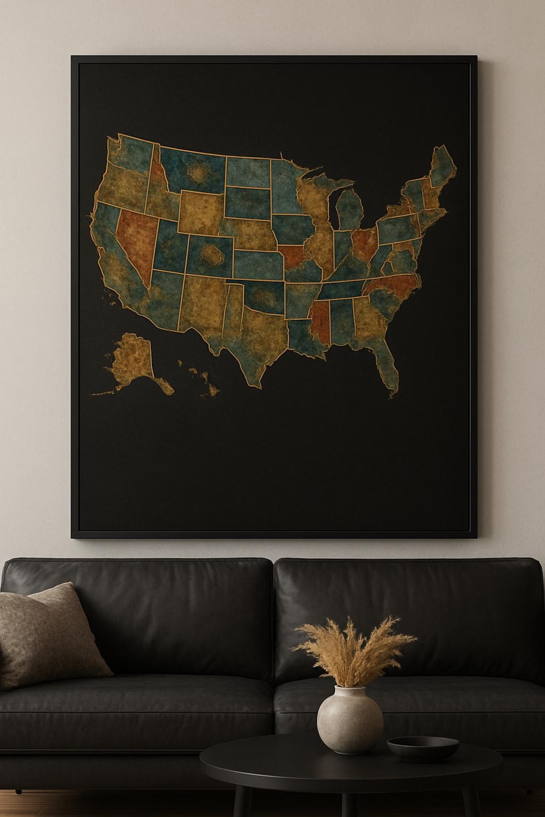 8K USA Map Wall Art Print – Textured Gold Foil United States Map Poster ...