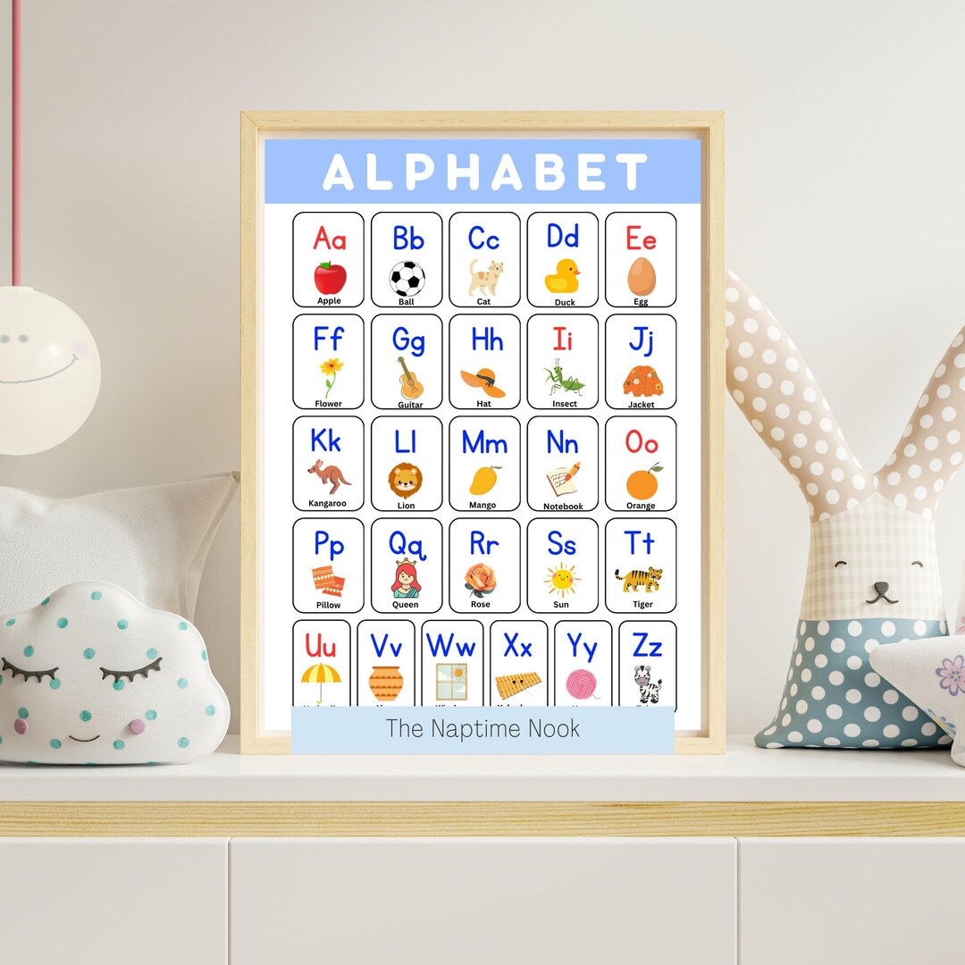 Alphabet Poster Printable for Kids | A–Z Chart With Pictures | Vowel ...