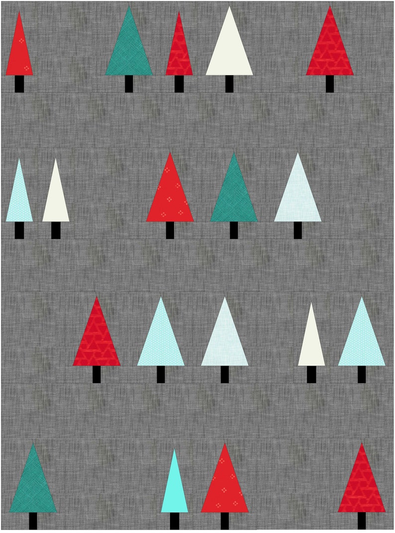 Winter Woods PDF Quilt Pattern - Modern Christmas Tree Quilt in 2 Sizes ...