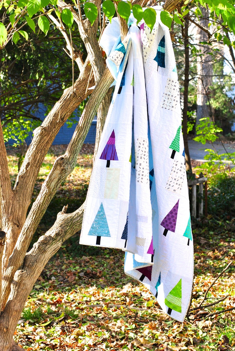 Winter Woods PDF Quilt Pattern - Modern Christmas Tree Quilt in 2 Sizes ...