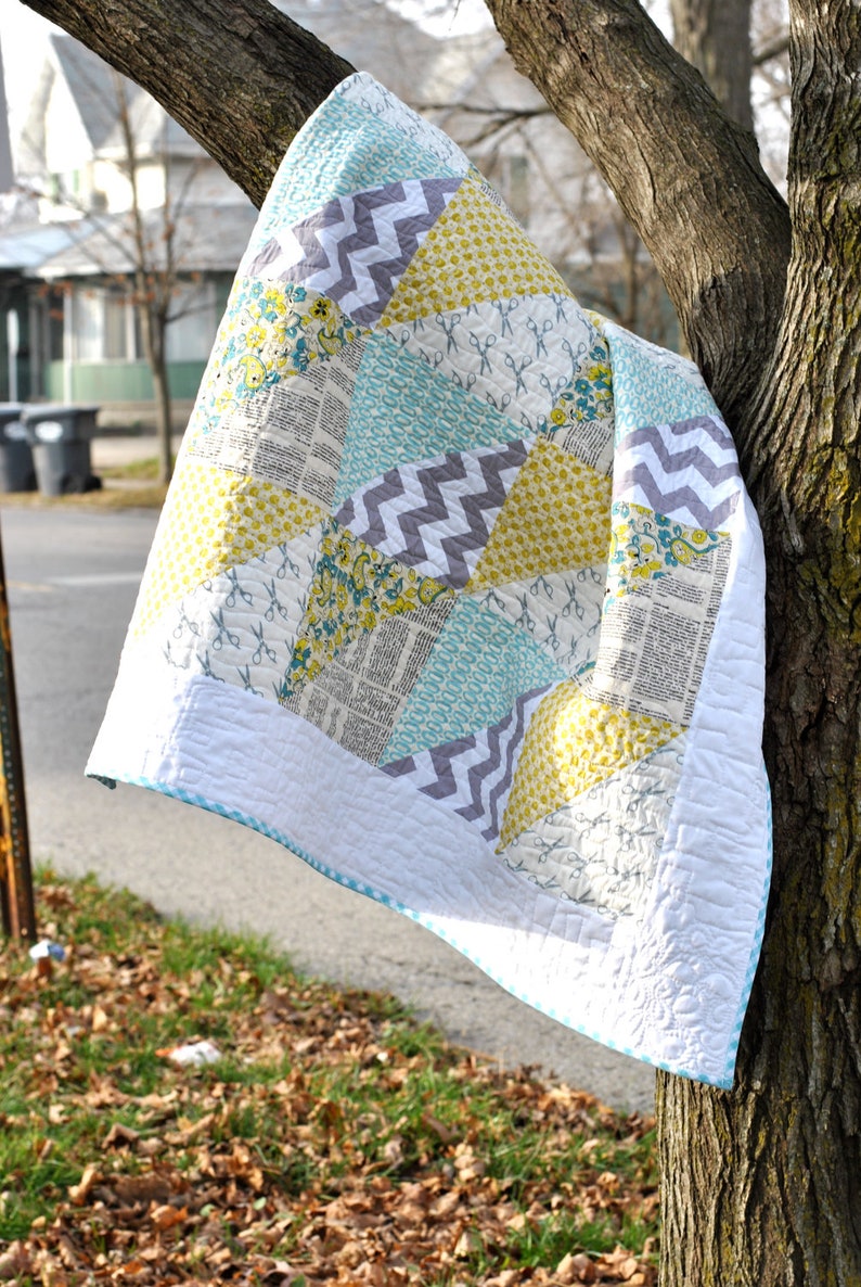 Easy Modern Triangles Baby Quilt Pattern for Beginners - Etsy