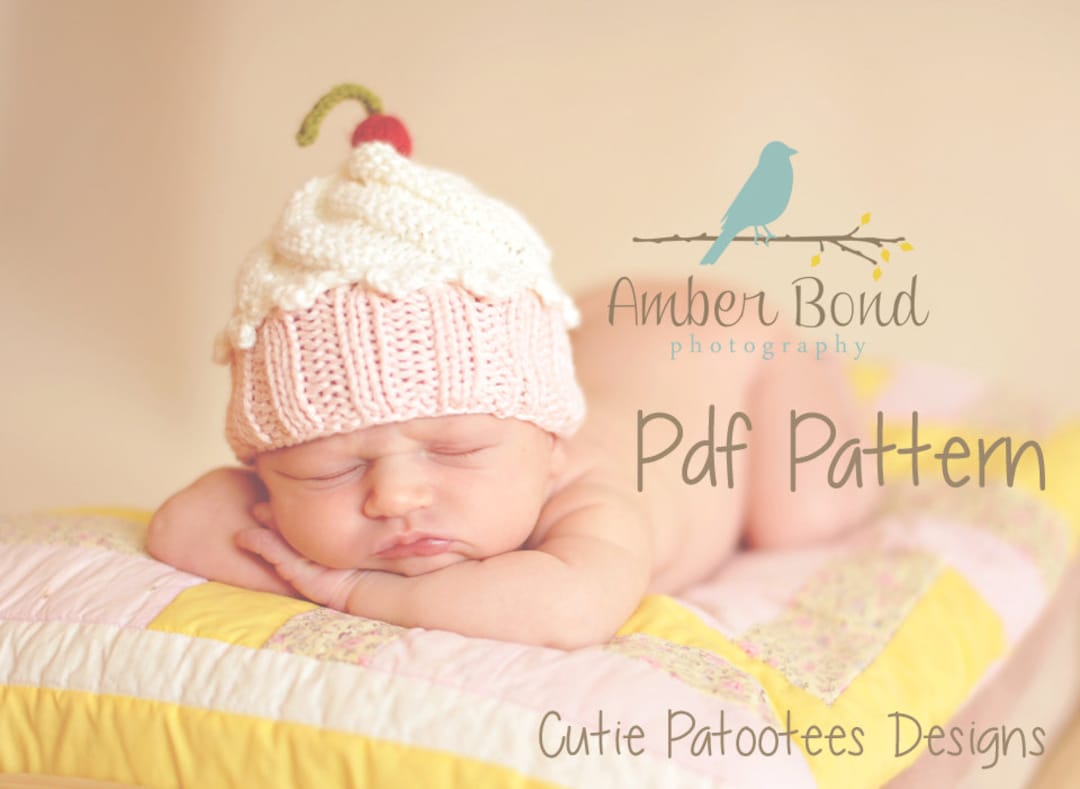 Cute as a Cupcake Hat PDF Knitting Pattern for Newborn, Baby, and Child ...