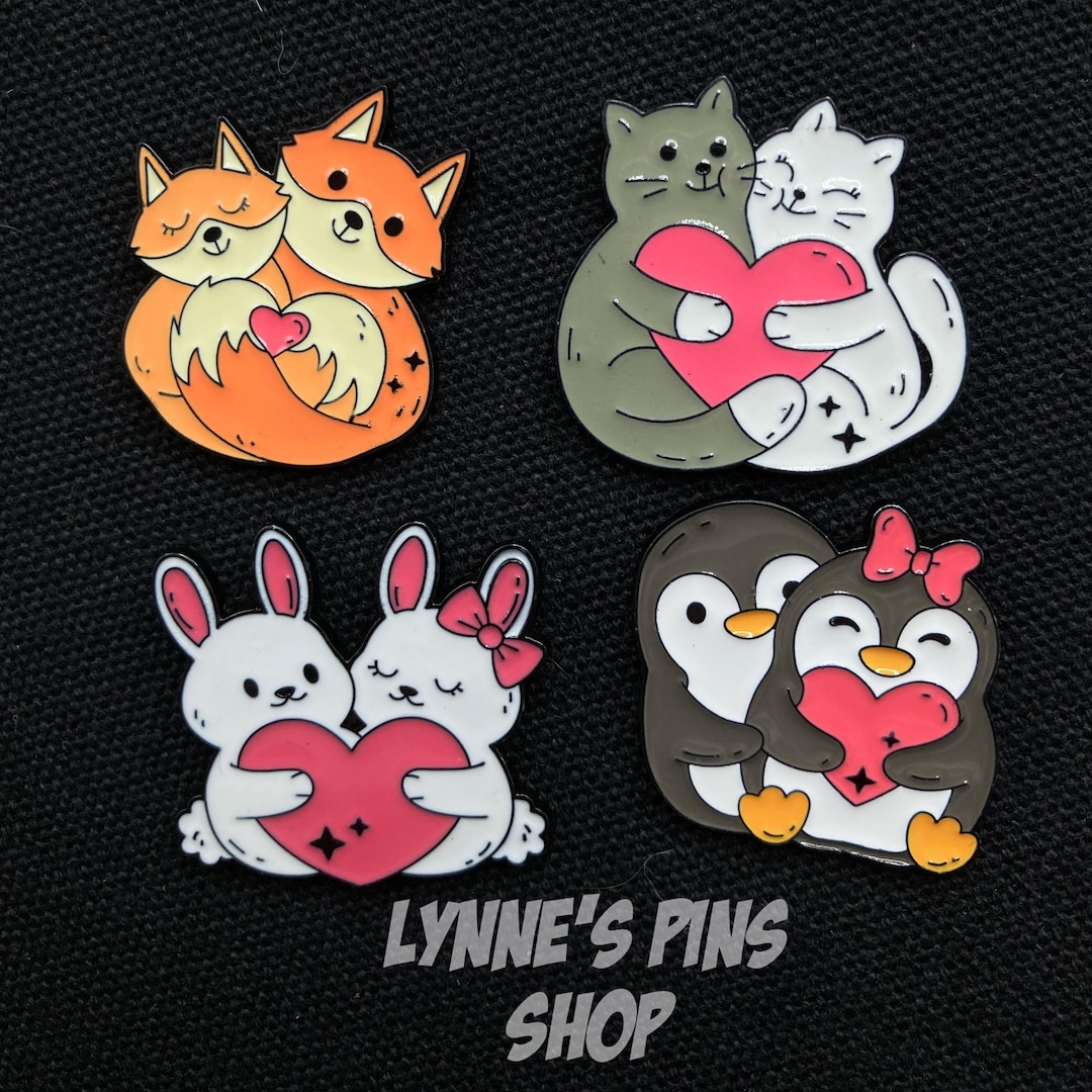 Animal Love Couple Pins - Valentine's Gift, Collector Designs - Etsy