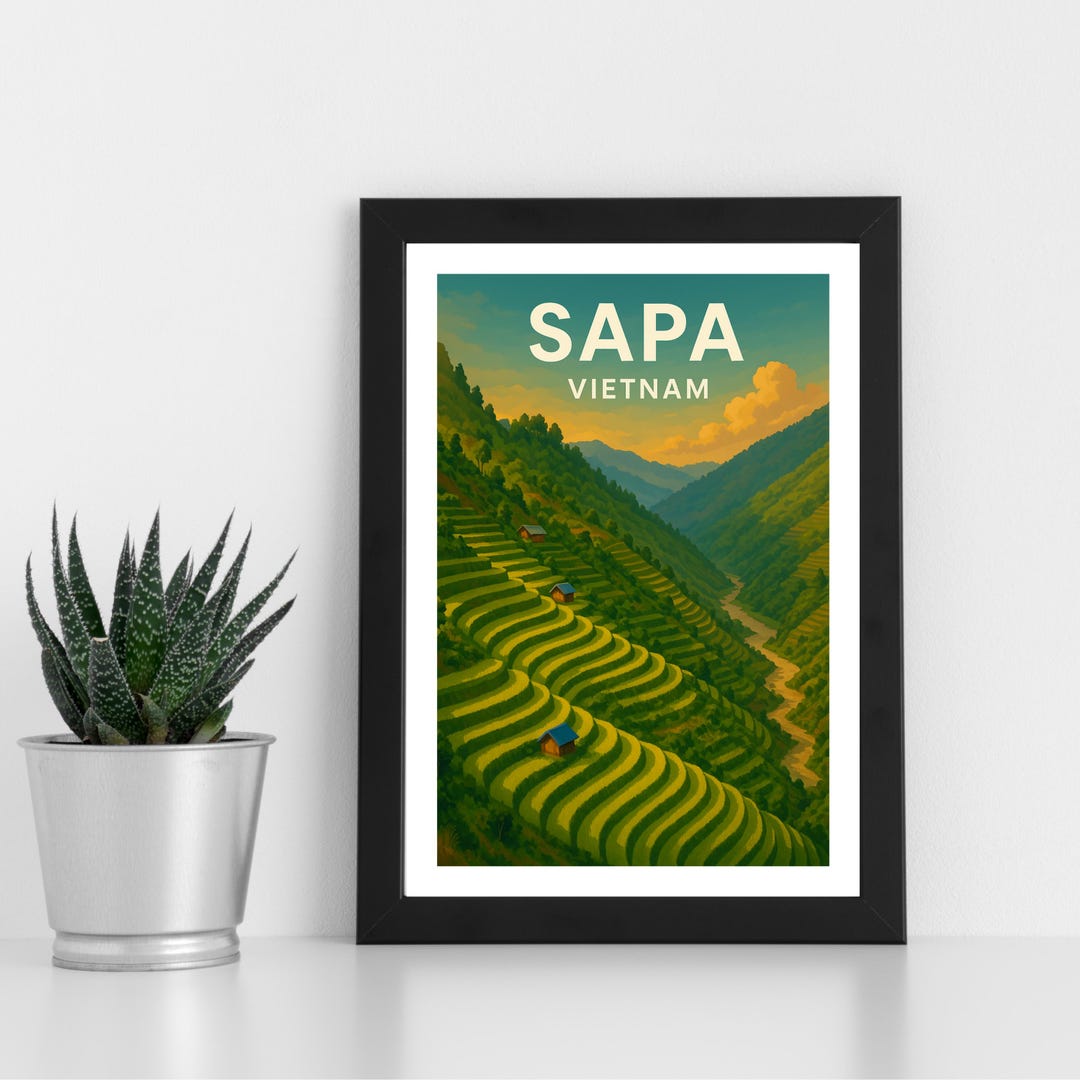 Sapa Vietnam Artwork – Custom Travel Poster, Asian Landscape (digital ...