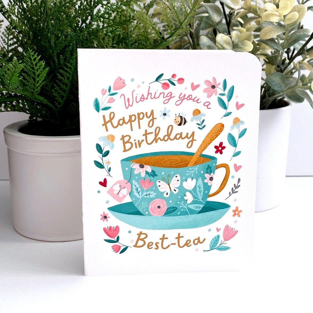 Teacup Birthday Card, Coffee and Tea Birthday Card, Card for Tea Lover ...