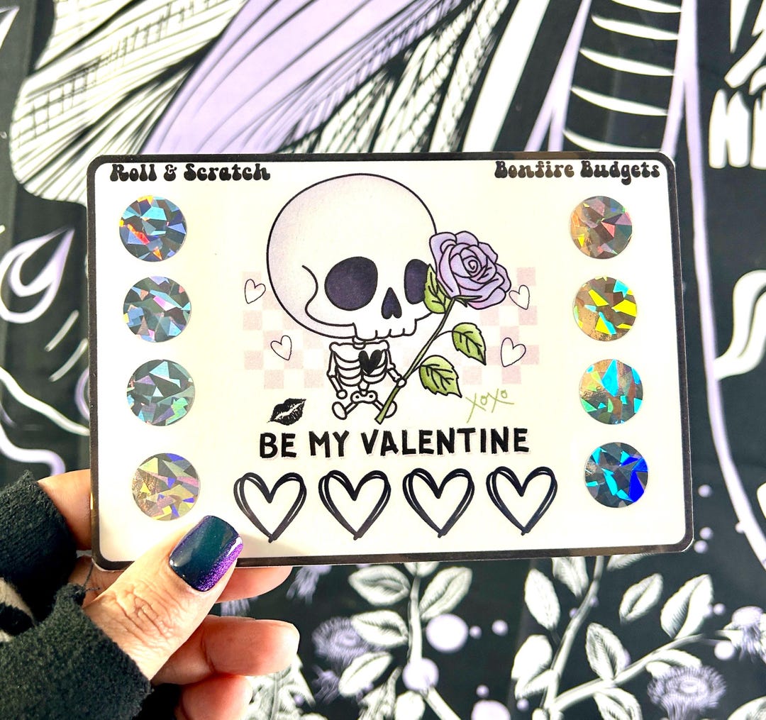 Be Mine Skellie Spooky Valentines Roll and Scratch Savings Challenge - Etsy