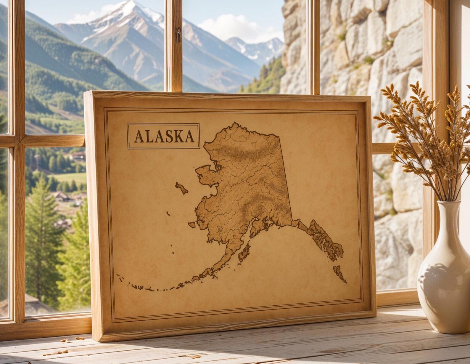 Vintage Alaska Map Print | Antique Alaska Poster, Old World Style Map ...