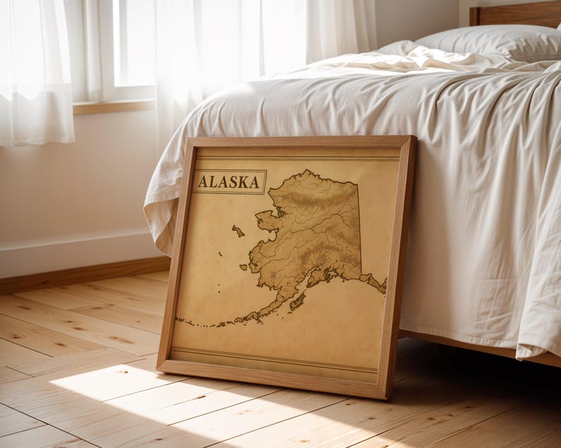 Vintage Alaska Map Print | Antique Alaska Poster, Old World Style Map ...