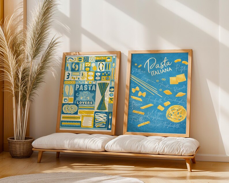 Italian Pasta Shapes Poster | Pasta Italiana Kitchen Wall Art ...