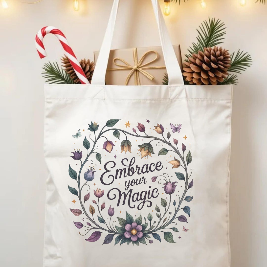 Cottage Core Tote Bag, Motivational Tote, Floral Bag, Canvas Tote Bag ...