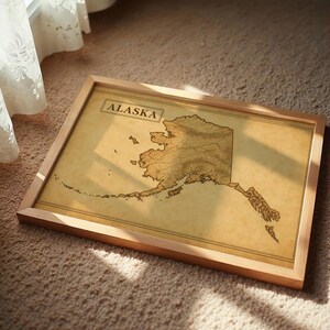 Vintage Alaska Map Print | Antique Alaska Poster, Old World Style Map ...
