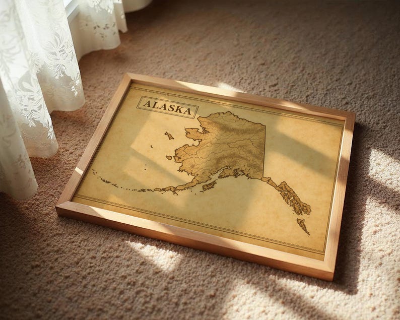 Vintage Alaska Map Print | Antique Alaska Poster, Old World Style Map ...
