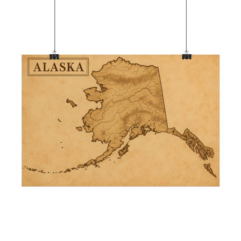 Vintage Alaska Map Print | Antique Alaska Poster, Old World Style Map ...