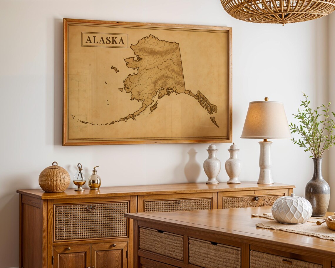 Vintage Alaska Map Print | Antique Alaska Poster, Old World Style Map ...