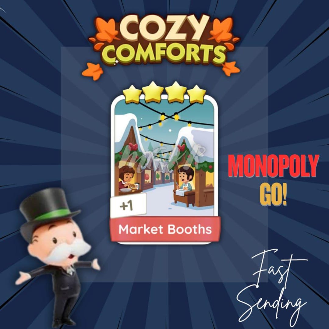 MARKET BOOTHS - Monopoly GO - 4 Star Sticker - Cozy Comforts Album - Etsy