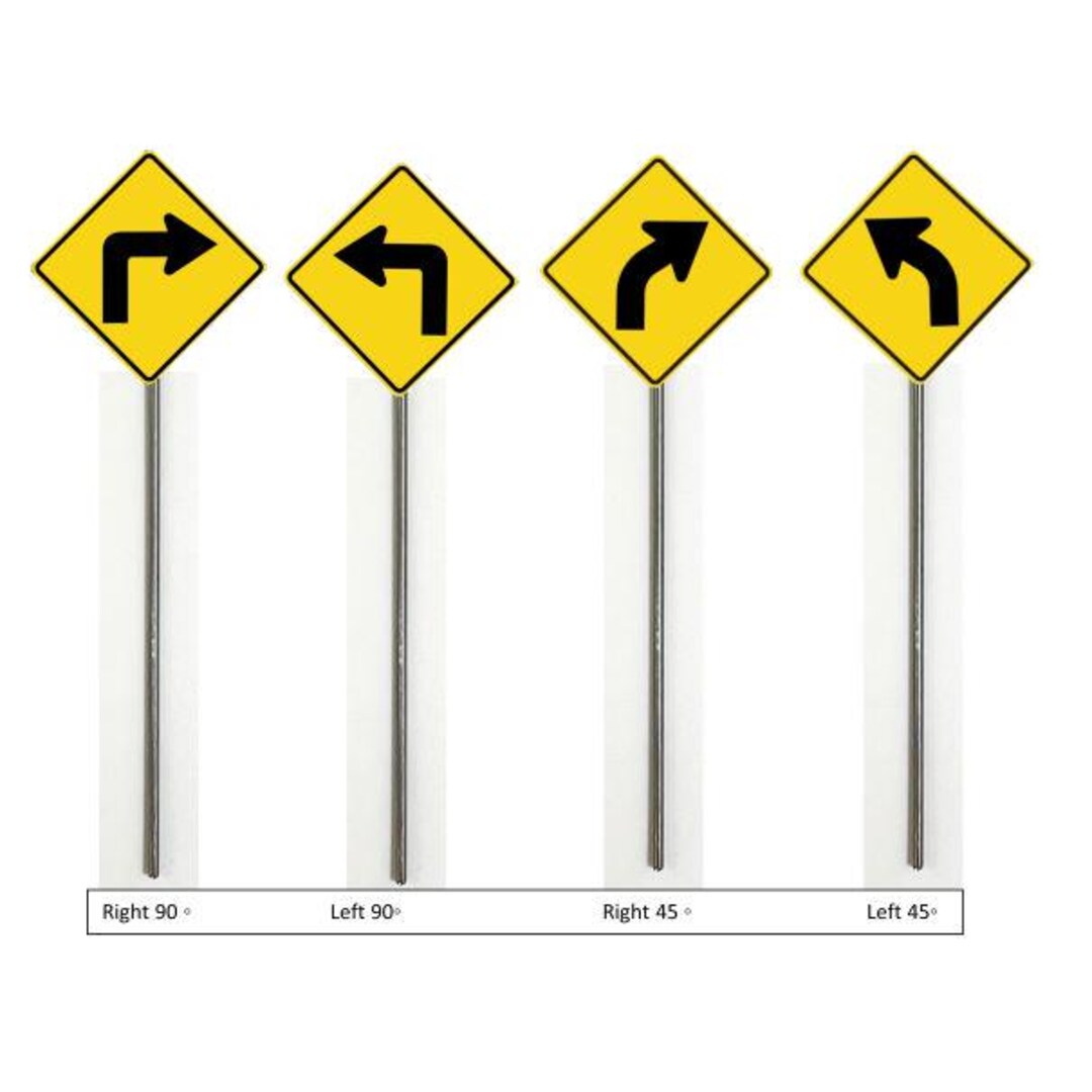 O Scale - Curve Warning Signs – 45 or 90, Choose Direction (with Metal ...