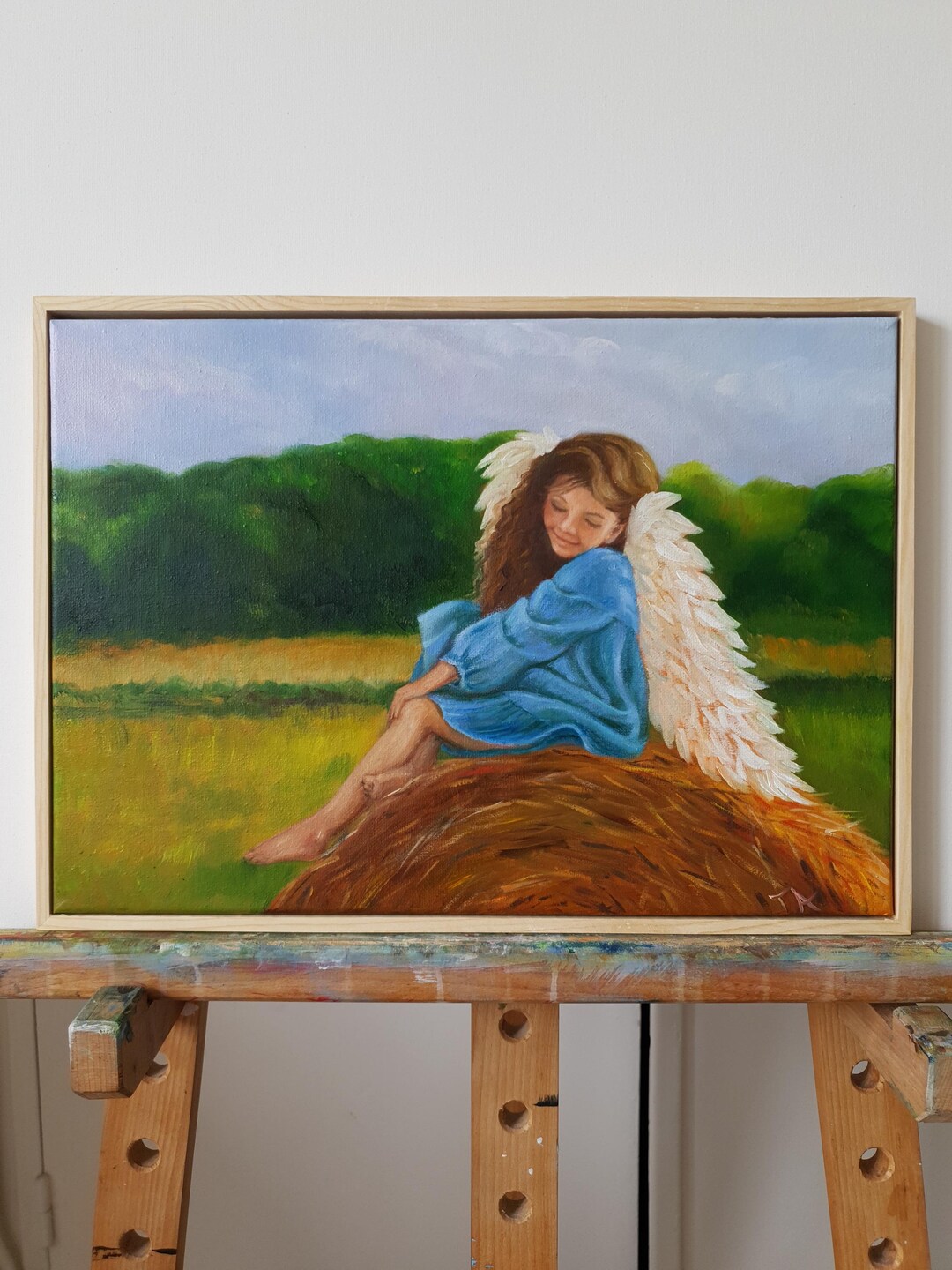 Angel's Rest - Girl With Wings, Framed Art, Original Oil Painting - Etsy
