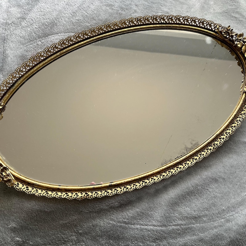 Ormolu Mirrored Vanity Tray - Etsy
