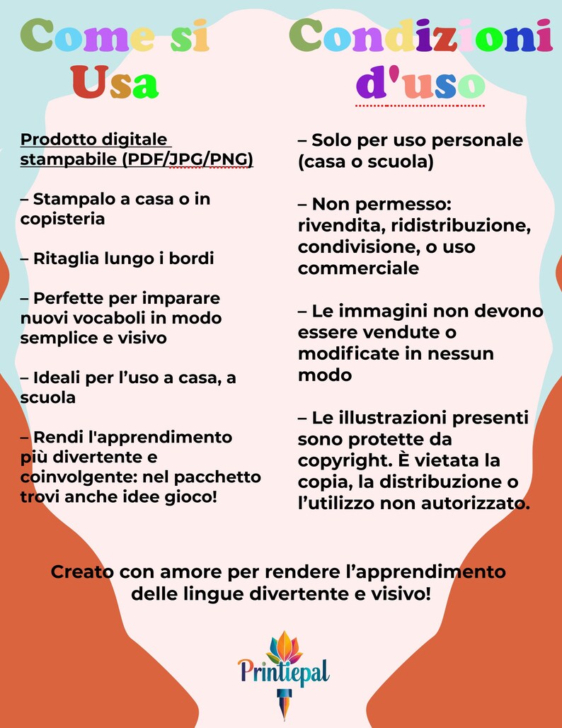 Italian English Flashcards for Kids – 60 Printable Cards | 6 Categories ...